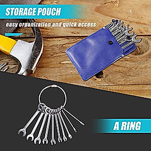 SPEEDWOX Small Wrench Set Metric Wrench Sets 10 Pcs 4-11mm Mini Combination Wrench Sets Open and Box End Wrench Set Ignition Wrenches Mini Wrench Set with Portable Storage Pouches and A Ring