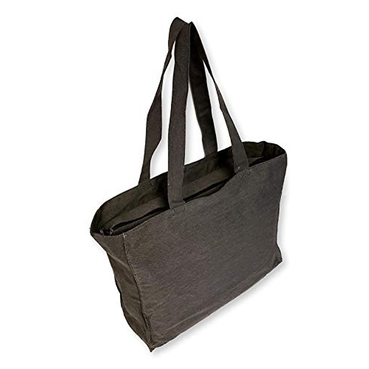 Extra Large Travel Day Tote Bag Heavy Duty Cotton Twill Zip Top (Charcoal Gray)