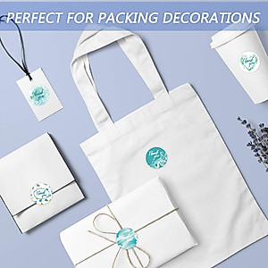 600 Pieces Thank You Roll Stickers Blue Watercolor Thank You Adhesive Stickers Business 1.5 Inch Thank You Envelope Sealing Stickers for Business Bridal Baby Shower Wedding, 8 Designs