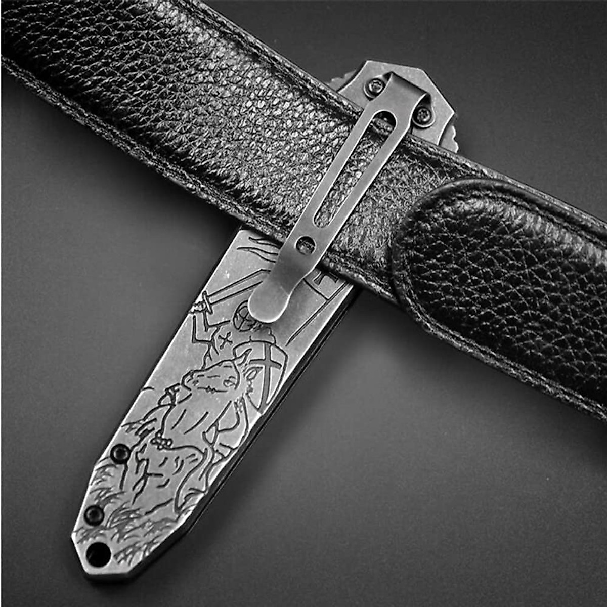 AULAKNIV Collection 3D Knight Engraved Folding Knife Pocket Survival EDC Tools Outdoor Tactical Hunting Knives