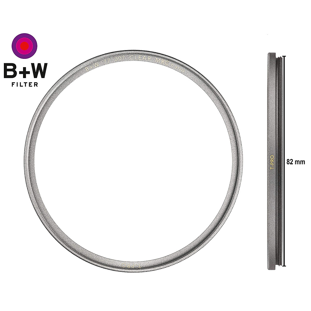 B + W Clear Protection Filter for Camera Lens – Ultra Slim Titan Mount (T-PRO), 007, HTC, 16 Layers Multi-Resistant and Nano Coating, Photography Filter, 82 mm