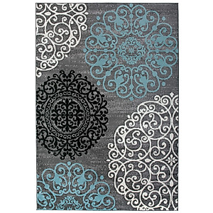 Rugshop Contemporary Modern Floral Perfect for high Traffic Areas of Your Living Room,Bedroom,Home Office,Kitchen Area Rug 5'3" x 7'3" Gray