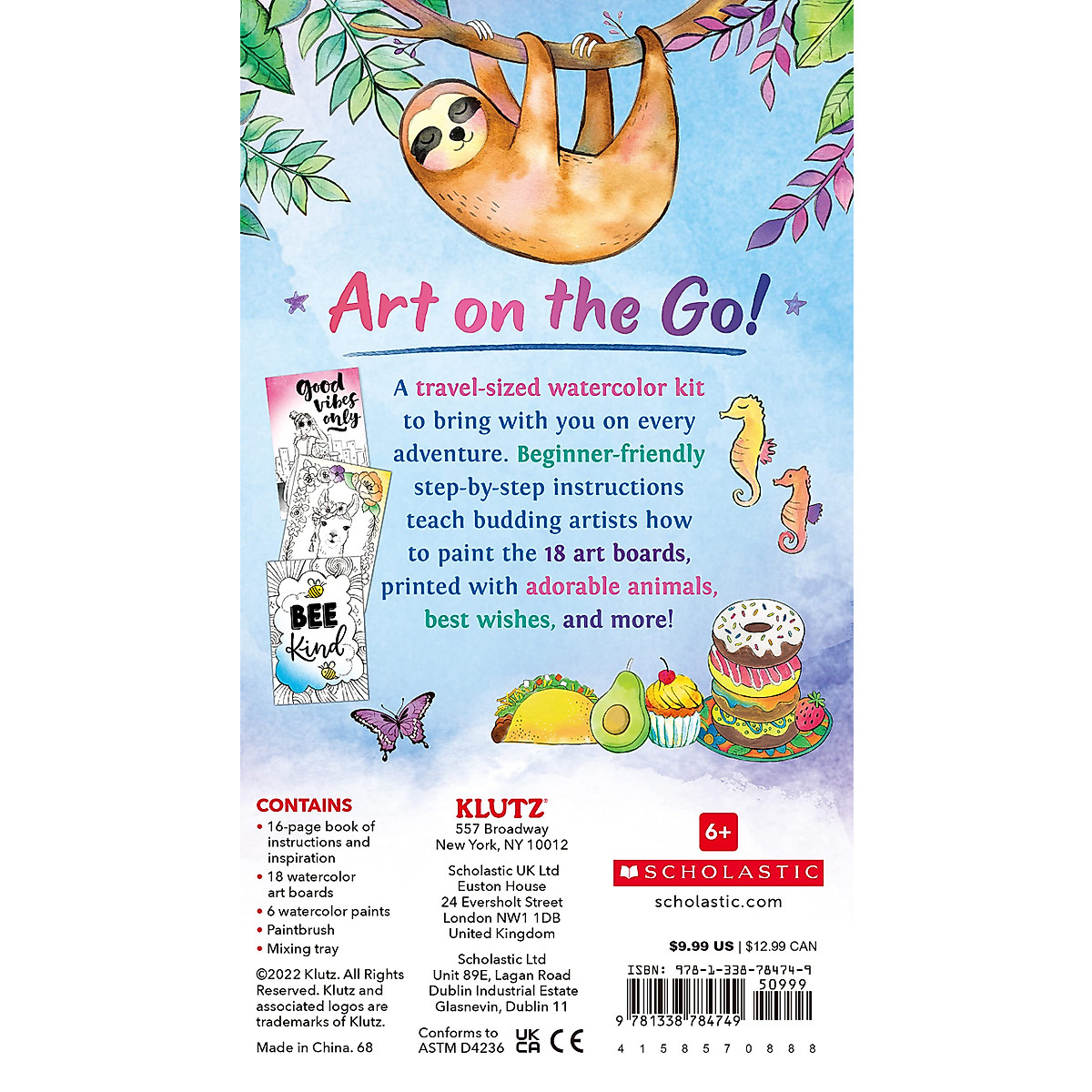 Klutz Watercolor Wishes Postcard Kit, 19 Piece Set, Multicolor