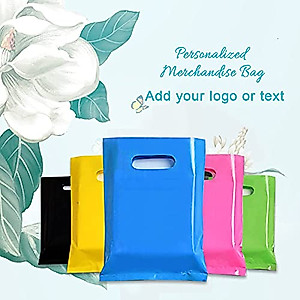 Cihomia 50-500pcs Custom Merchandise Bag with Die Cut Handle Personalized Party Gift Retail Bags (8 * 10.5 Inch)