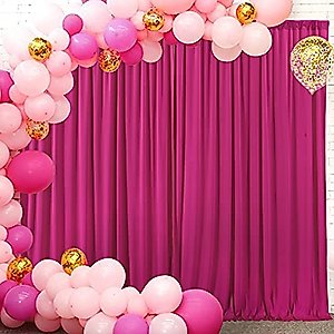 10ft x 10ft Hot Pink Backdrop Curtain for Parties Fuchsia Wrinkle Free Backdrop Drapes Panels for Baby Shower Birthday Photo Photography Polyester Fabric Background Decoration