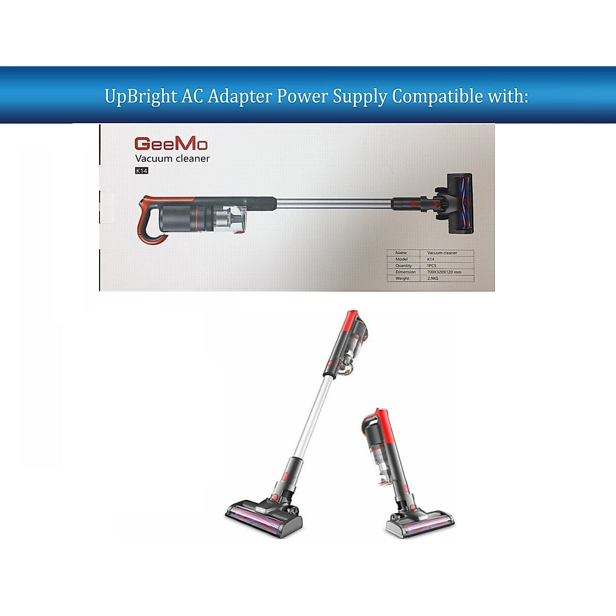 UpBright 26.5V AC/DC Adapter Compatible with GeeMo G201 21Kpa K14 14KPa 22V 22.2V 2000mAh Li-ion Battery Stick Cordless Vacuum Cleaner 3YE GQ18-265050-AU TAA0122650050HJ 0.5A Power Supply Charger PSU