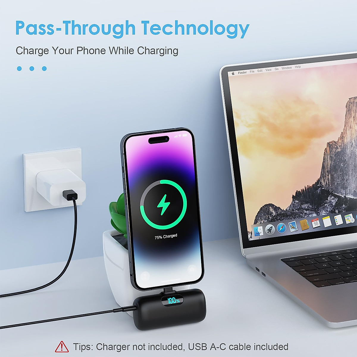 Feob [2 Pack]Small Portable Charger for iPhone,Upgraded 5000mAh PD Fast Charging Power Bank,Mini Phone Battery Pack Compatible with iPhone 14/14 Pro Max/13/13 Pro/12 Pro/11/XR- Black+Black (‎‎HX45X2)