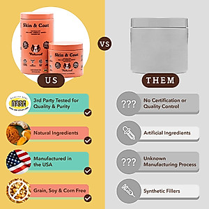 Natural Dog Company Skin & Coat Chews, Salmon & Peas Flavor, Dog Vitamins and Supplements for Healthy Skin & Coat, Itch Relief for Dogs with Allergies, with Biotin, Vitamin E, Omega 3, 180 Count