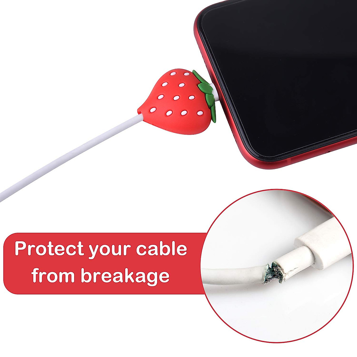 TUPARKA 18 Pcs Cable Protector for iPhone Charging Cable, Plastic Cute Fruit Drink Bottle Animal Charging Cable Saver, USB Cable Saver Phone Accessory Protect Charger Cable