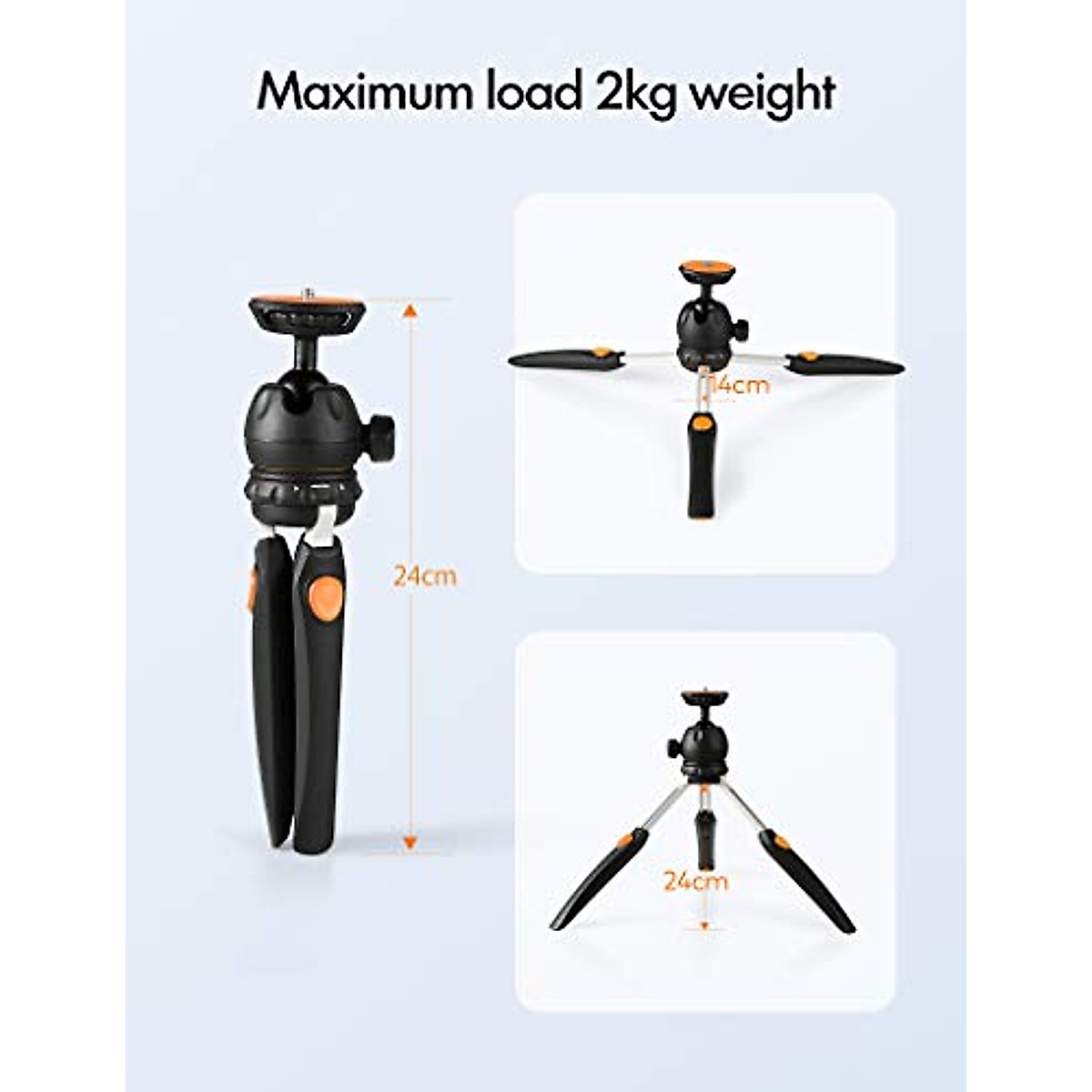 Projector, AKIYO Mini Portable Projector Tripod, 360° Arbitrary Rotation with 2 Height Modes, Multi-Function, Support Most of The Projectors Or Cameras Within 4.4lbs