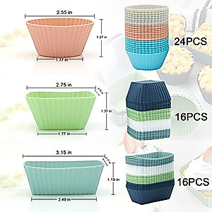Silicone Cupcake Liners for Baking, 56Pcs Multicolor Reusable Non-Stick Silicone Lunch Box Dividers -3 Shapes Silicone Muffin Cups Bento Lunch Box Dividers - Non-Toxic, BPA Free, Dishwasher Safe