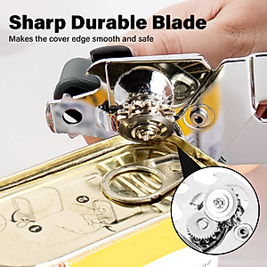 Can Opener Manual, TJ POP Can Opener, Heavy Duty Hand Held Can Openers, Stainless Steel Can Opener Smooth Edge, Easy Turn Knob, with Bottle Opener, Kitchen Gadgets Gray