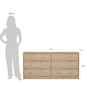 Tvilum 6 Drawer Double Dresser, Jackson Hickory