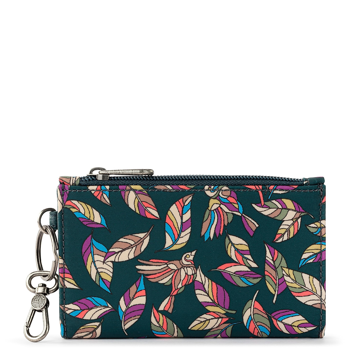 Sakroots Encino Slim Wallet in Eco Twill, Pin Snap Closure, Marine Treehouse