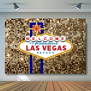 Avezano Las Vegas Party Backdrop for Birthday Decorations Welcome to Las Vegas Fabulous Casino Night Poker Party Photography Background Gold Luxury Prom Costume Dress-up Party Photobooth (7x5ft)