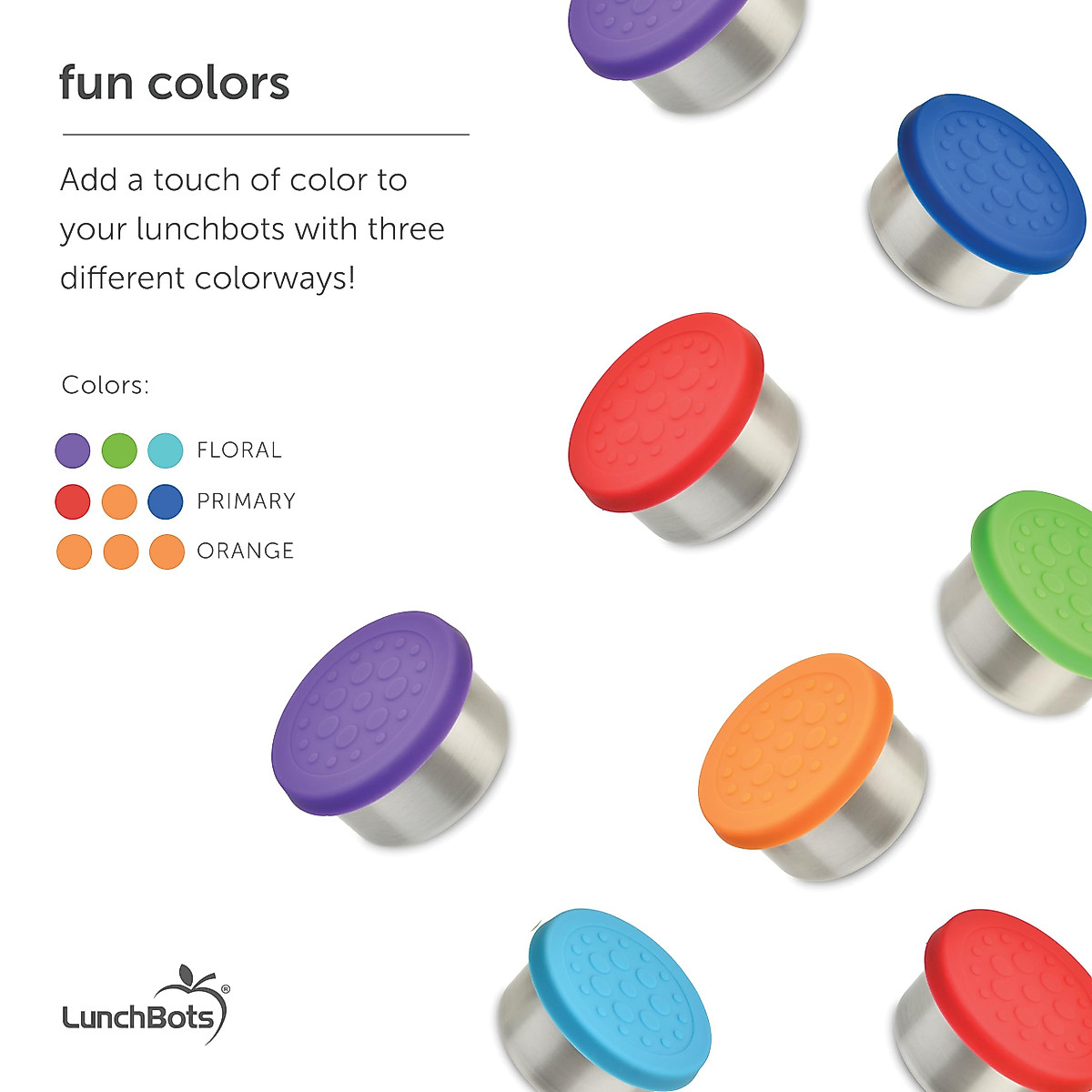 LunchBots Tiny Dips Condiment Containers - Set of 3 - Perfect Portion Cups - Spill Proof Lunch Box Sauce Container with Lid - Food Grade Stainless Steel - 1.5oz - Dishwasher Safe - Assorted Lids