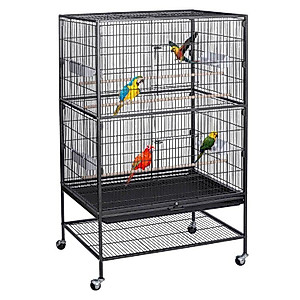ZENY 52-Inch Bird Cage, Wrought Iron Standing Large Flight King Birdcage with Rolling Stand, Parakeet Parrot Cage for Large Birds Cockatiels African Grey Quaker Amazon Sun Pigeons