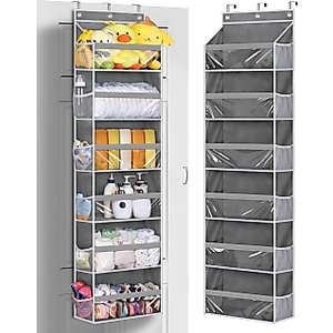 MISSLO Over the Door Organizer Hanging Storage with 6 Large Pockets 12 Side Pockets Closet Door Organizer Heavy Duty Baby Organization for Bathroom, Pantry, Bedroom, Nursery, Clothes, Toys, Diapers