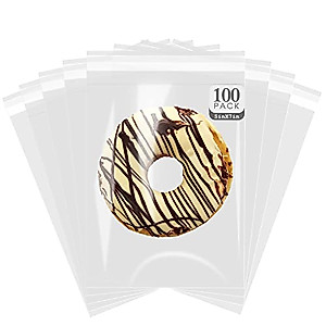 Cellophane Treat Bags, 5'' x 7'' Self Sealing Cellophane Bags, Resealable Clear Valentine Candy Bags for Gifts, Bakery, Pastry, Chocolate Wrapping & Packaging, Pretzels Individual Bags or Photo Sleeves