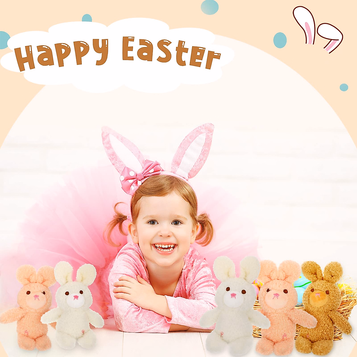 Zomiboo 9 Pcs 7.2 Inch Mini Bunny Stuffed Animals Stuffed Bunny Plush Toys Soft Plush Rabbit Mini Plush Bunny for Easter Graduation Birthday Gifts Wedding Summer Party Decorations