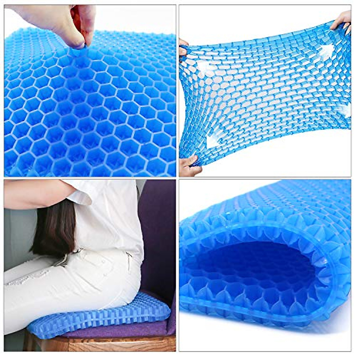 HST Gel Seat Cushion, Egg Seat Cushion with Non-Slip Cover,Ventilation Breathable Honeycomb for Pressure Relief, for Office Chair Car Wheelchair