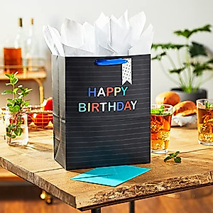 Hallmark 13" Large Personalized Gift Bag with Tissue Paper (Black Letterboard with Letter Stickers) for Back to School, Birthdays, Graduations, Holidays, Baby Showers