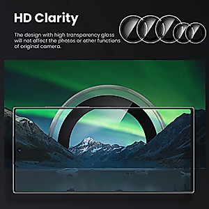 Tensea [3+2PCS] for Samsung Galaxy S22 Ultra Camera Lens Protector, 9H Tempered Glass Camera Cover Screen Protector Metal Individual Ring for S22 Ultra 5G 2022 Release (Clear)