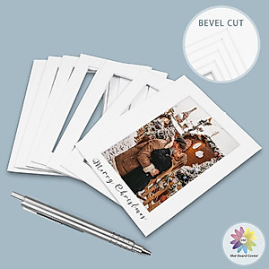 Mat Board Center, 10-Pack, 8x10 White Mats for 5x7 Pictures - White Core Bevel Cut Mattes, 4-Ply - Acid-Free, Photo Mat Board