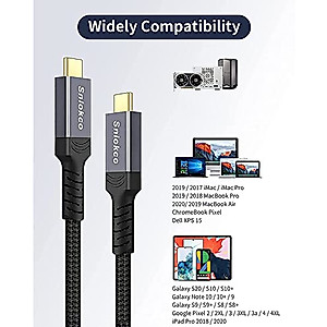 Sniokco USB4 Cable 6.6FT, USB C to USB C Cable 40Gbps with Emarker for Thunderbolt 4/3 USB C 3.2 Gen2*2 PD3.1 240W 100W Data Sync Charger Video Audio for Monitor Display PC Laptops iPhone16 15 MacBook