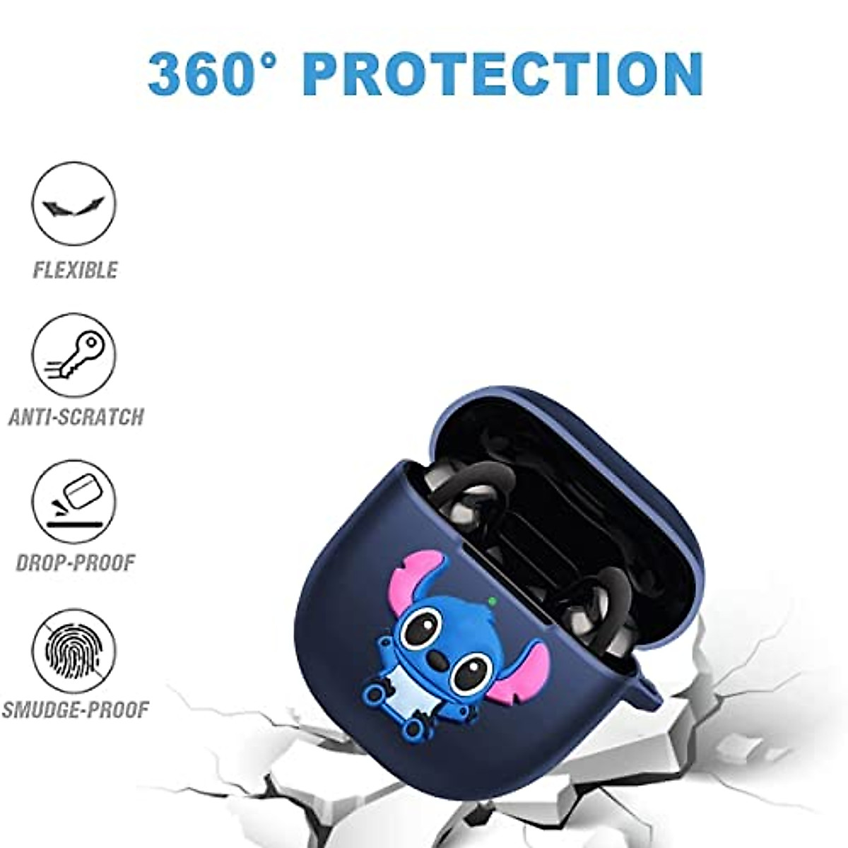 CASEVERSE Case for Bose QuietComfort Earbuds II, Soft Kawaii Silicone Cartoon Anime Protective Headphones Covers for Boys Girls Teens with Keychain