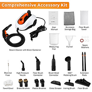 BEAMNOVA Steam Cleaner Electric Household Steamer High Pressure Multipurpose Rolling Cleaning Machine for Carpet Upholstery Floor Car Detailing Home Inside Water Container with Roller, White