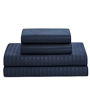 Queen Comforter Set 8 Piece Bed in a Bag with Bed Skirt, Fitted Sheet, Flat Sheet, 2 Pillowcases, 2 Pillow Shams, Queen, Dobby Navy