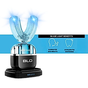 GO SMILE Sonic BLU Hands-Free Professional Teeth Whitening Kit - Hands Free Toothbrush With Gum Massager - Includes Cordless Charger & Foaming Toothpaste & Whitening Tray - No Tooth Sensitivity -Black