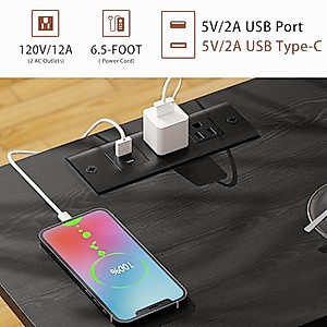 LAKEMID Nightstands Set of 2 with Charging Station and Drawer, End Table Bedside Table with 20 Colors LED Light Strip and 2 Layers Shelf for Bedroom Living Room Sofa Couch (Black)