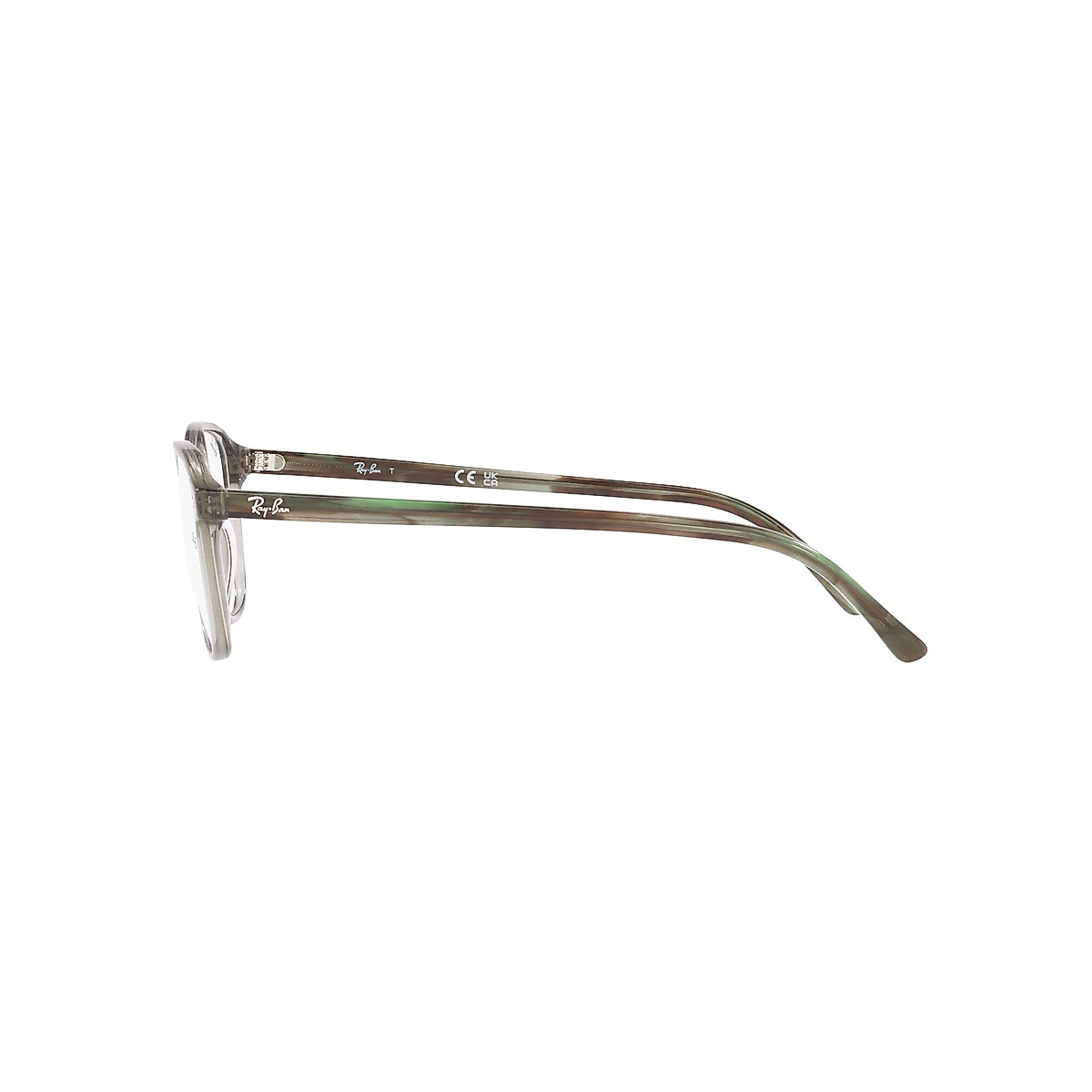 Ray-Ban RX5393 Leonard Square Prescription Eyewear Frames, Transparent Green/Demo Lens, 49 mm