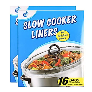 32 Bags Slow Cooker Liners, Disposable Multi Use Cooking Bags,Large Size Fit 3QT to 8QT, Plastic Bags for Slow Cooker, Pans, Aluminum Cooking Trays, BPA Free-13 x 21 Inches