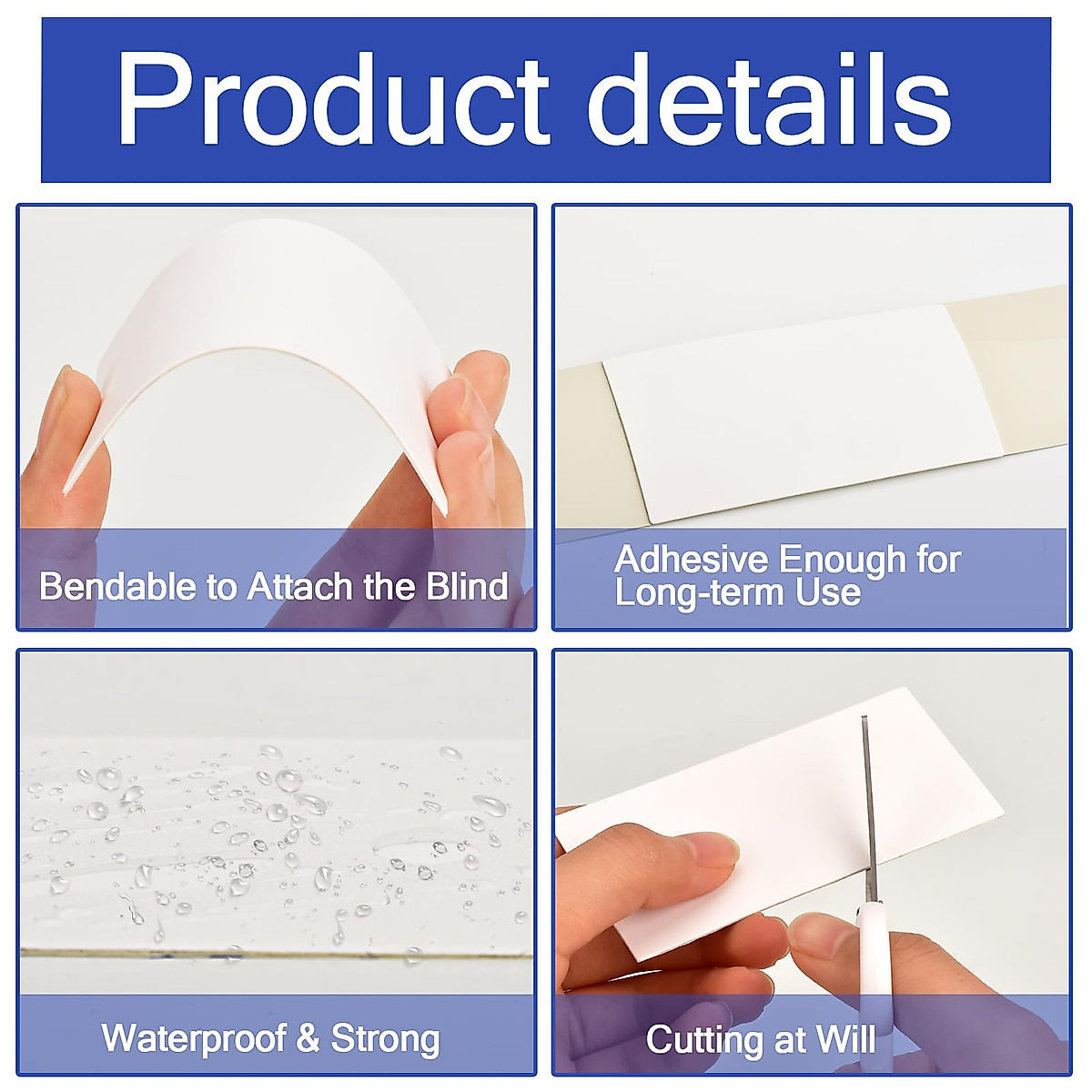 4 Pcs Horizontal Blind Repair Tabs Mini Blind Slat Repair Kit Horizontal Blinds Replacement Slats White Blind Fixers for Horizontal Blinds (2" W x 3.5" L)