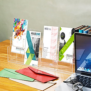 Kigley Acrylic Brochure Holder Pamphlet Brochure Display Stand Tabletop Greeting Card Display Flyer Holder Clear Literature Holder for Pamphlet, Document, Sign, Folders(12 Pockets, 12 Pockets)