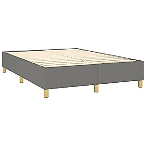 vidaXL Box Spring Bed with Mattress Home Bedroom Mattress Pad Double Bed Frame Base Foam Topper Furniture Dark Gray 53.9"x74.8" Full Fabric