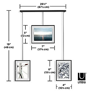 Umbra Exhibit Picture Frame Gallery Set, Adjustable Wall Collage Displays Three 8x10" Photos, Set of 3 Large, Black