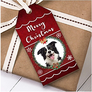 Border Collie Dog Christmas Gift Tags (Present Favor Labels)