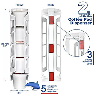 STORAGENIE Coffee Pod Holder for Keurig K-cup, Side Mount K Cup Storage, Coffee Pod Organizer, Perfect for Small Counters (2 Pack| For 10 K-Cups, White)