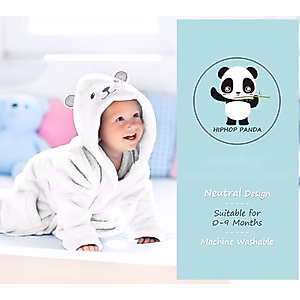 HIPHOP PANDA Baby Animal Face Robe Viscose Derived From Bamboo for 0-9 Months - 2 Layer Softest Baby Bath Hooded Robe, Bear