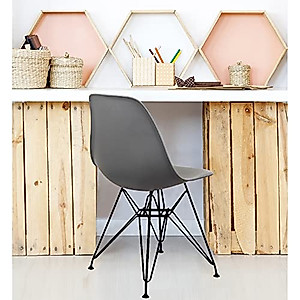 GIA Contemporary Armless Dining Chair with Black Metal Legs, Set of 1, Dark Gray