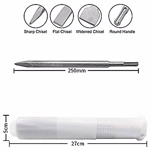 L-A 14x250mm SDS Rotary Electric Hammer Impact Drill Bit Round Shank Handle Pointed Chisel Rotary Bit for Woodworking Concrete Wall Rock (Gray 1 PCS)