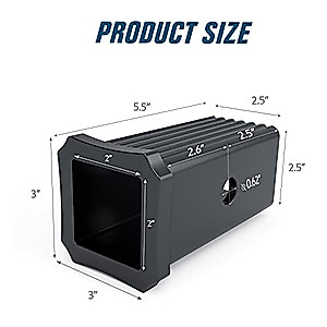 EliteTool Upgraded 2-1/2 inches Class V to 2 inches Class III&IV Trailer Hitch Adapter - Heavy Duty 2.5" to 2'' Reducer Sleeve Insert Receiver Converter for Bike Rack and Cargo Carriers