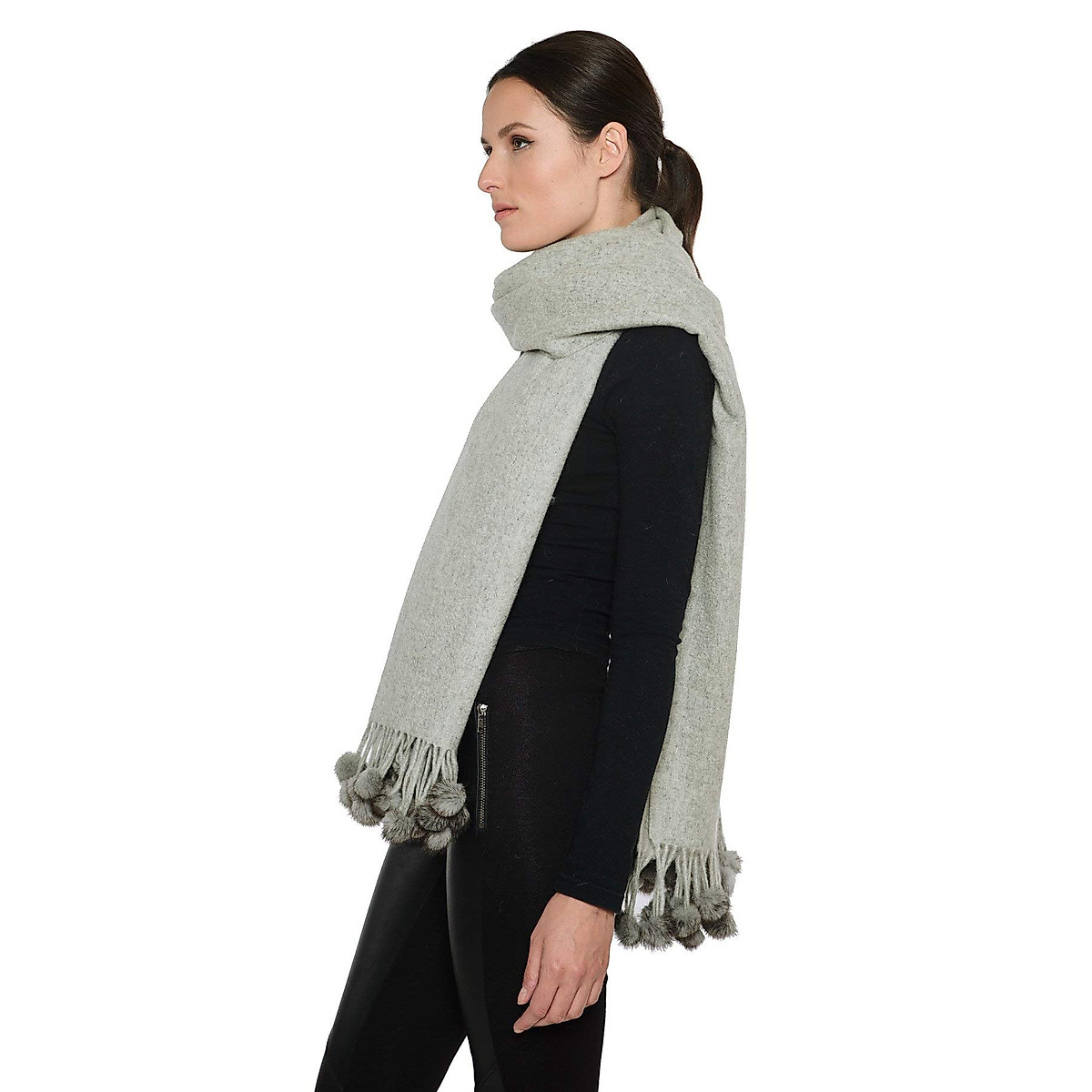 Cashmere scarf-cashmere-cashmere cape-dress shawl-mink stole-cashmere scarves (Silver w/Mink)