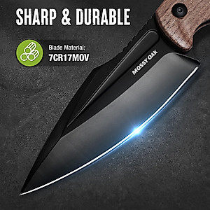 MOSSY OAK 8.5-inch Full-tang Fixed Blade Knife with Sheath, Stainless Steel Blade, Outdoor Knives for Survival, Camping, Hiking (G10 Handle-Brown)