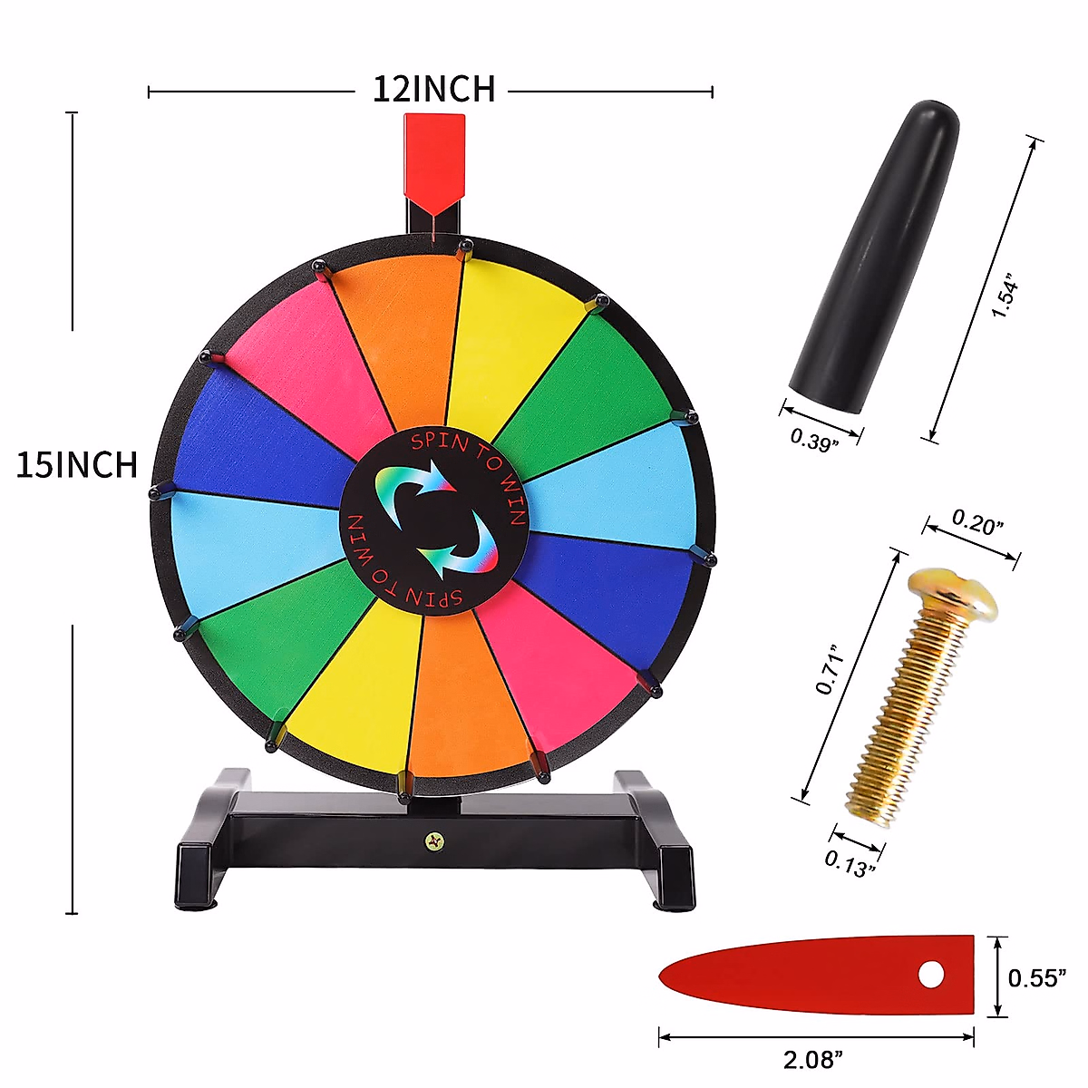 Hooomyai 12" Tabletop Spinning Prize Wheel 12 Slots Heavy Duty Editable Spinning Wheel with Dry Erase Markers & Eraser for Fortune Spin Game Tradeshow Carnival
