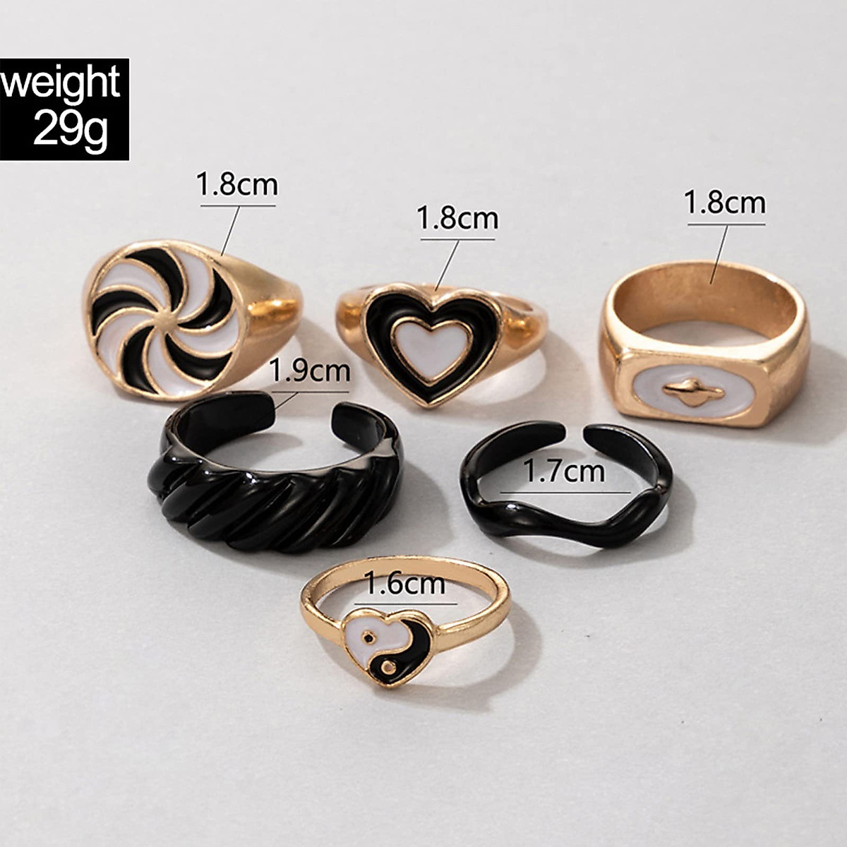 Long tiantian Chunky Rings for Teen Girls Colorful Stackable Rings Trendy Aesthetic Knuckle Rings Resin Signet Rings for Women(Chunky Rings Black)